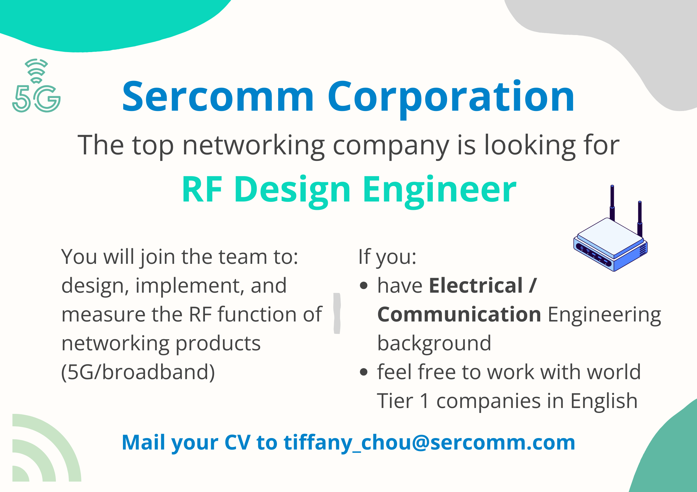 【Forwarded Message】Sercomm is hiring! 2024 R&D opportunities - Office ...